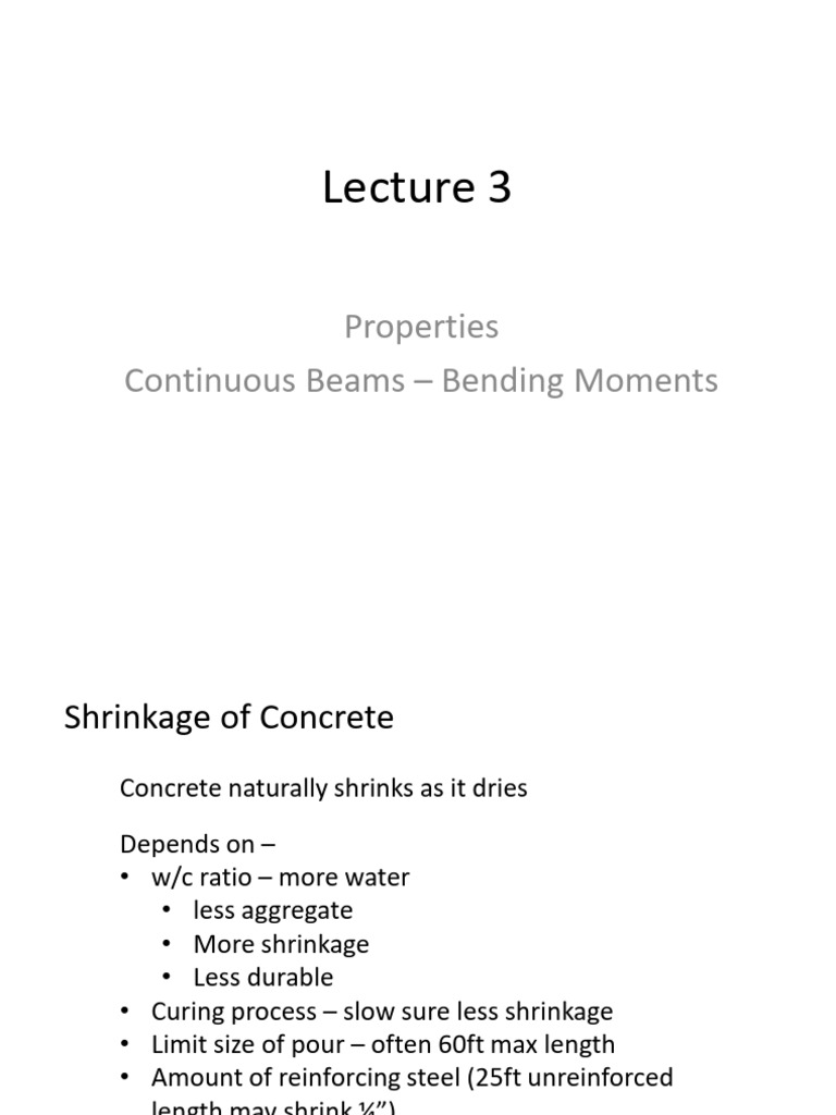 Concrete Shrinkage & Beam Bending | PDF