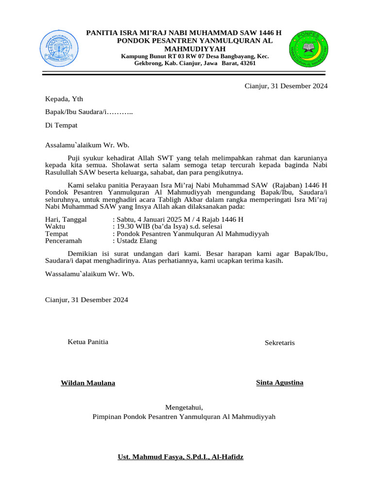 Undangan Isra Miraj (Rajaban) 1446 H | PDF