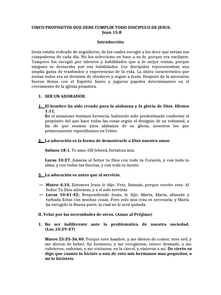 Cinco Propositos Que Debe Cumplir Todo Discipulo de Jesus | PDF | Jesús ...