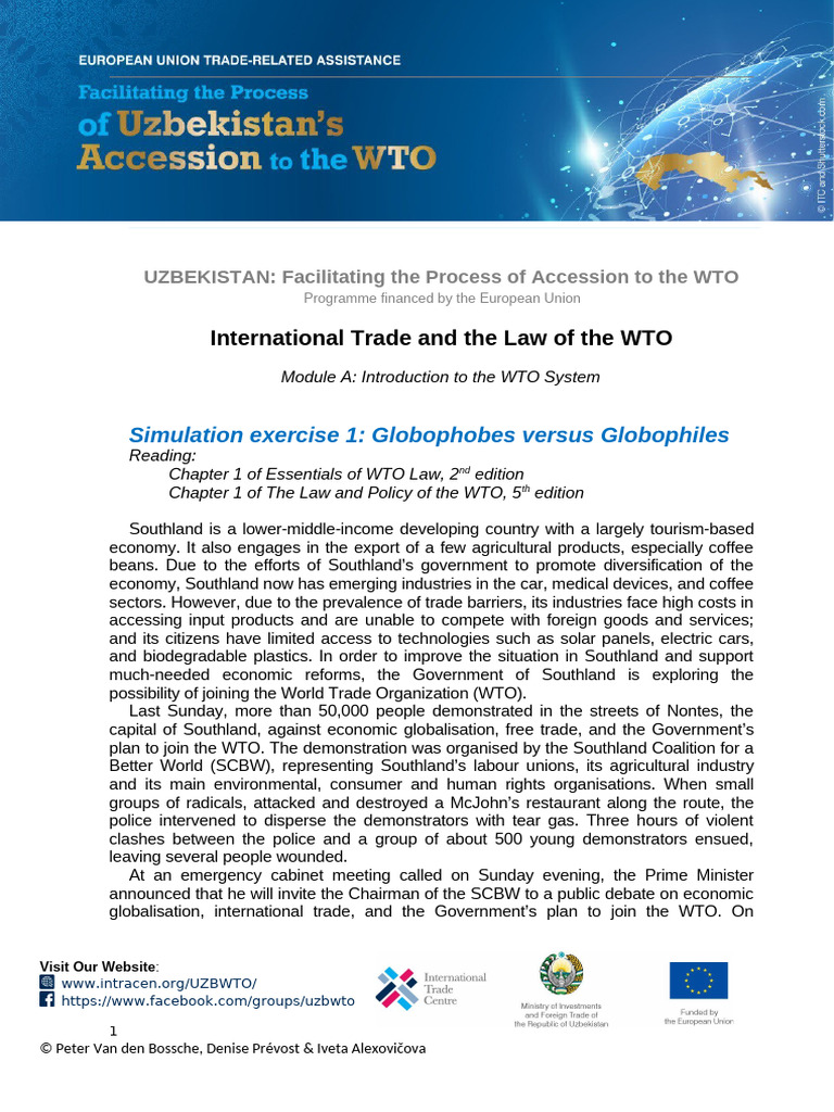 Simulation Exercise - Module A - 1 - Trade and WTO Law | PDF | World ...