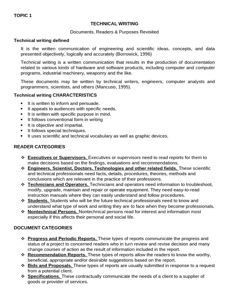 TOPIC 1 for technical writing | PDF | Verb | English Grammar