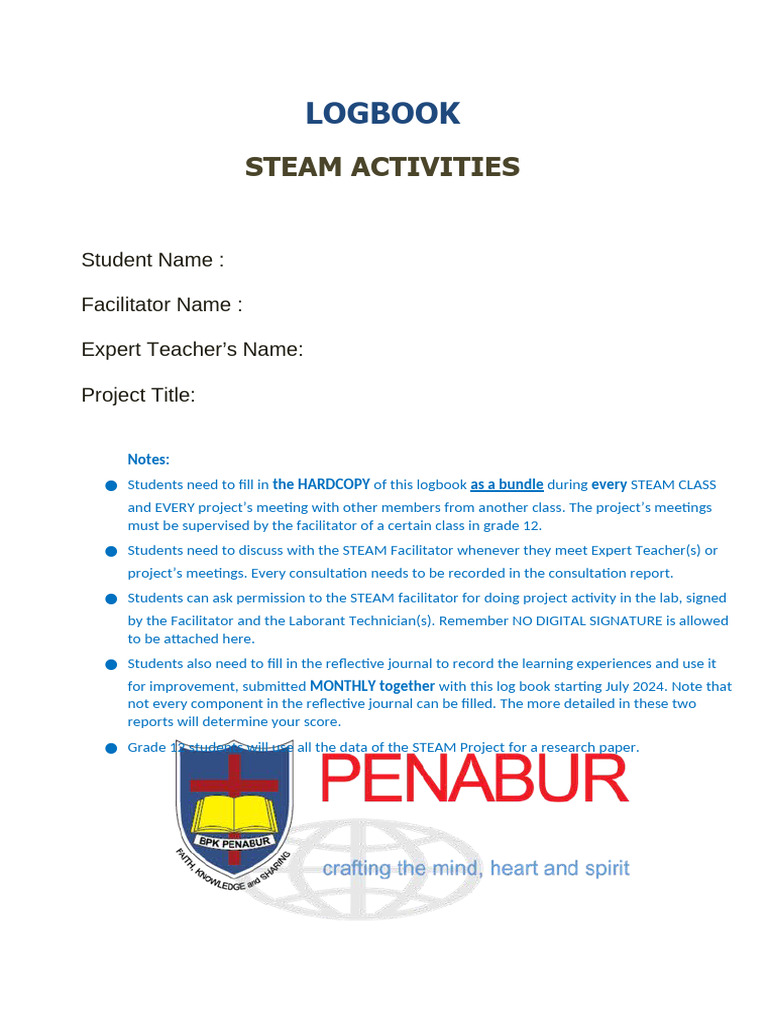 Log Book & Consultation Report - STEAM - Rev.19jun2024 | PDF