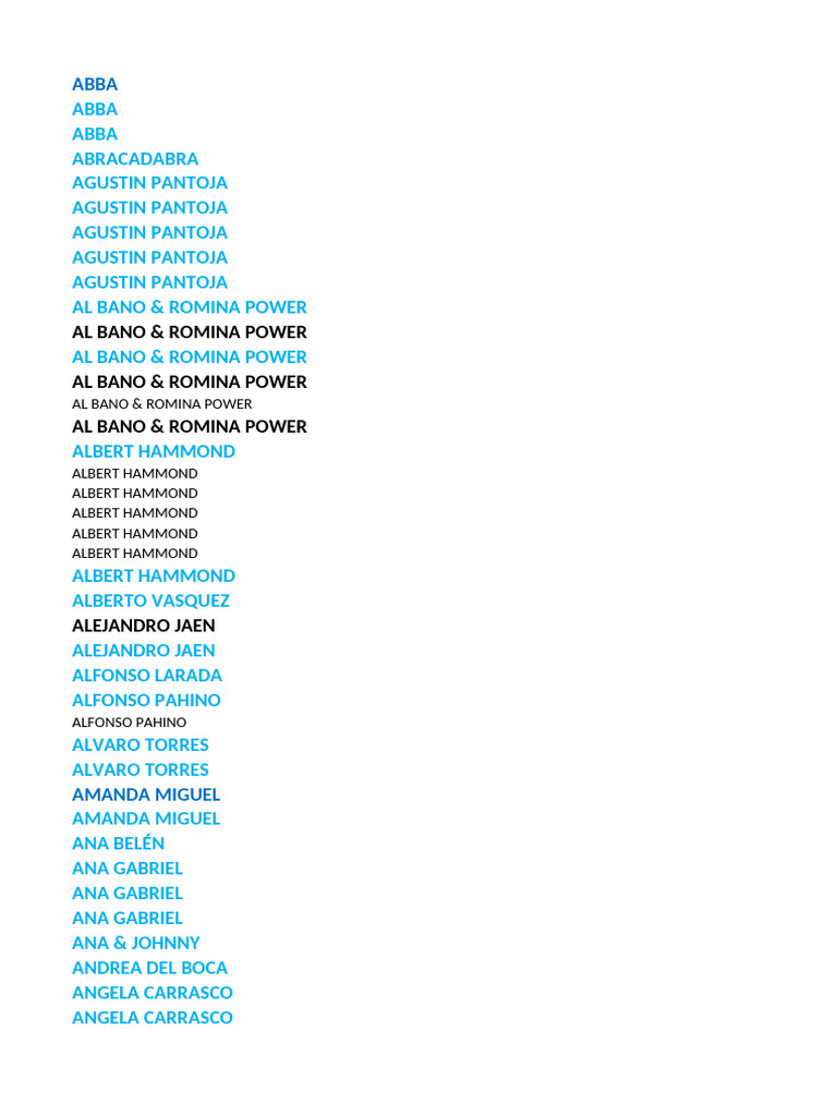 Lista de Artistas y Grupos Musicales | PDF | Amor
