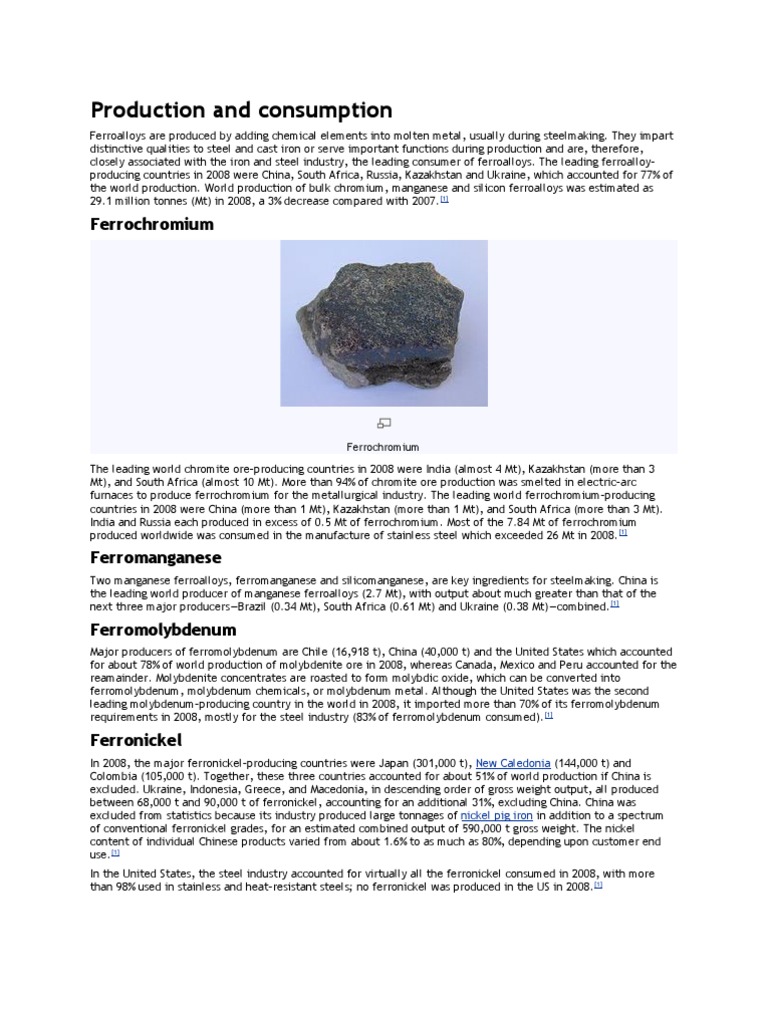 Production and Consumption | PDF | Sets Of Chemical Elements | Metallic ...