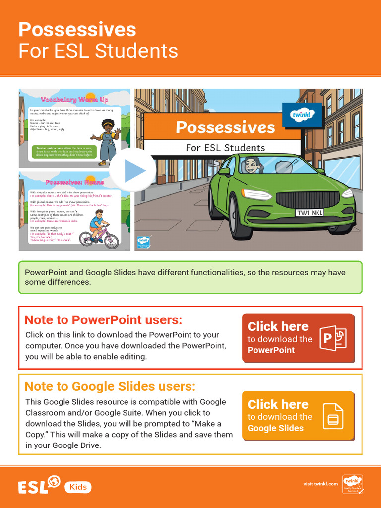 Understanding Possessives for ESL Students | PDF