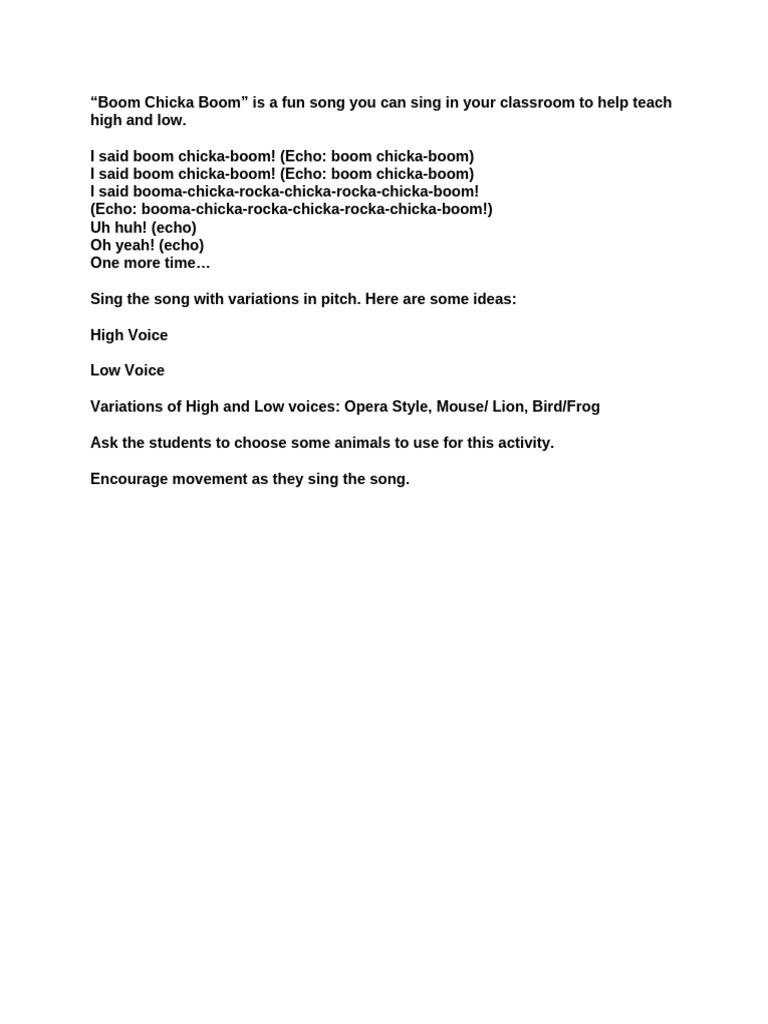 Boom Chicka Boom | PDF