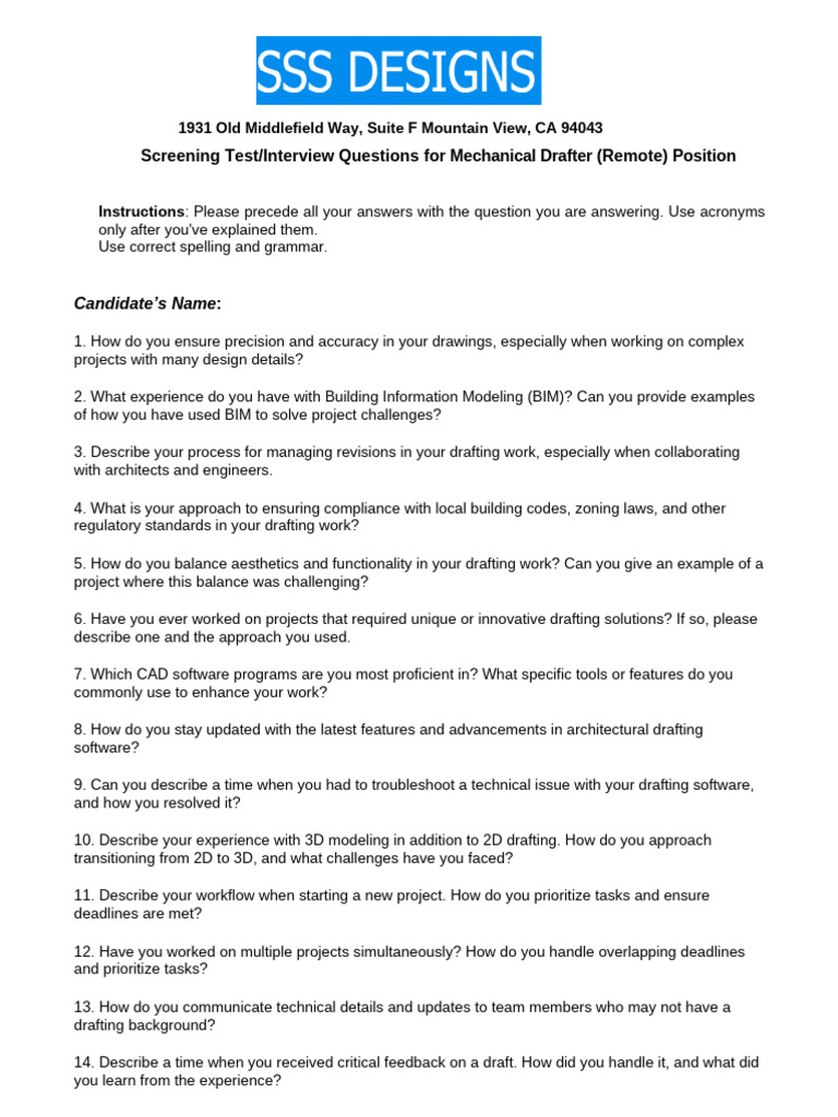 SSS Designs - Mechanical Drafter | PDF | Technical Drawing | Building ...