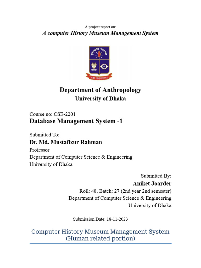 48 - MuseumMnangementSystem (Human Part) | PDF | Integer (Computer Science) | Databases