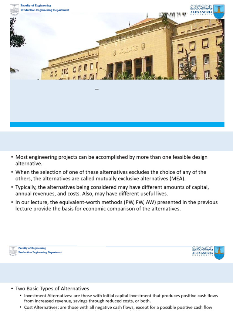 Engineering Economy: Alternatives Selection | PDF | Investing | Capital ...