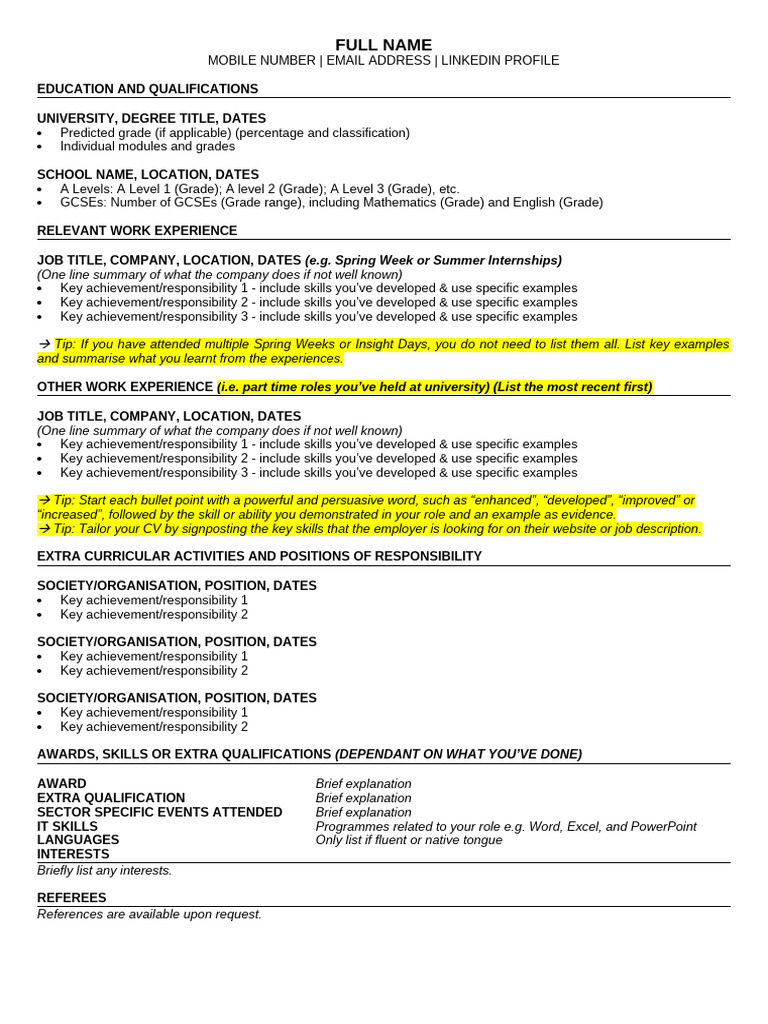 NEFS CV Template Guide | PDF | Learning