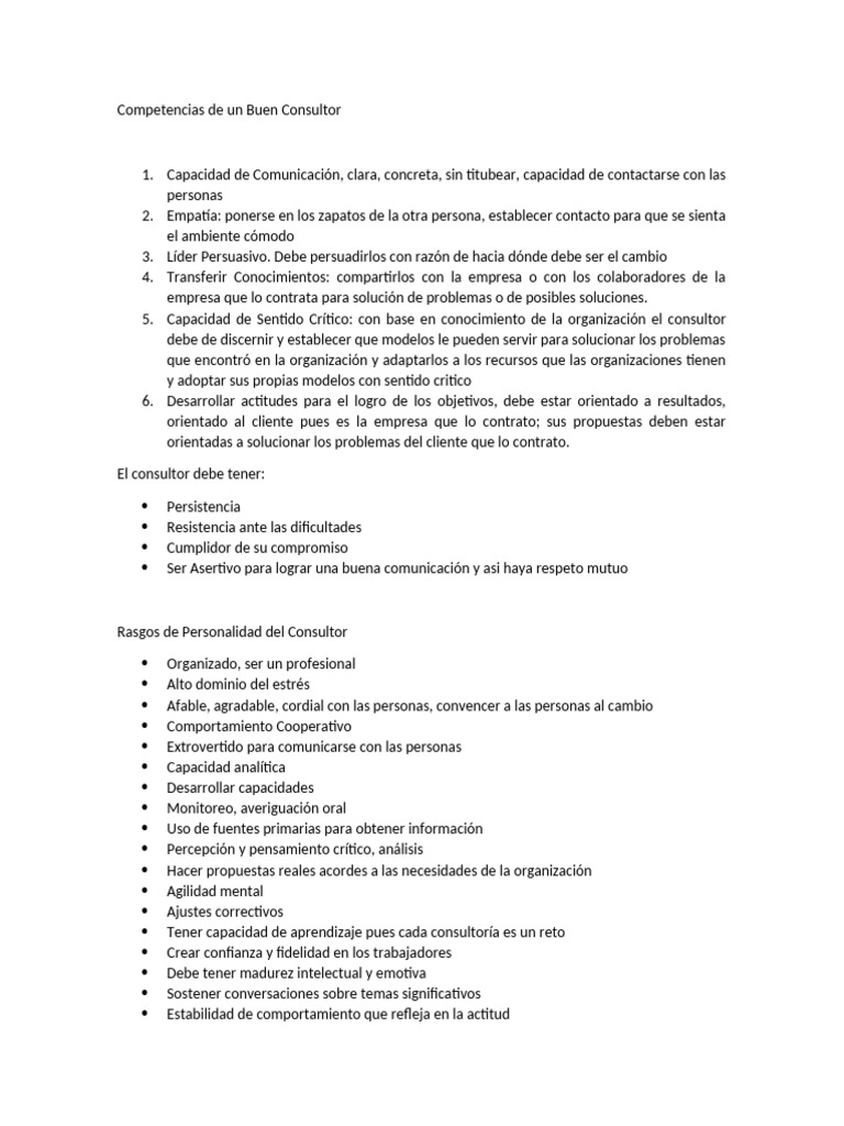 Competencias de un Buen Consultor | PDF | Ciencia cognitiva ...