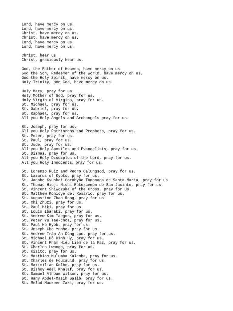 Cdd Litany 2024 (Short Version) | PDF | Mercy | Catholic Church