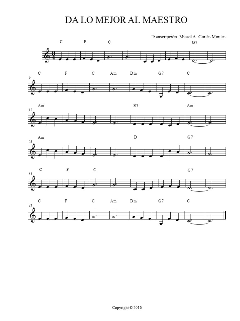 Da Lo Mejor Al Maestro (Partitura) | PDF