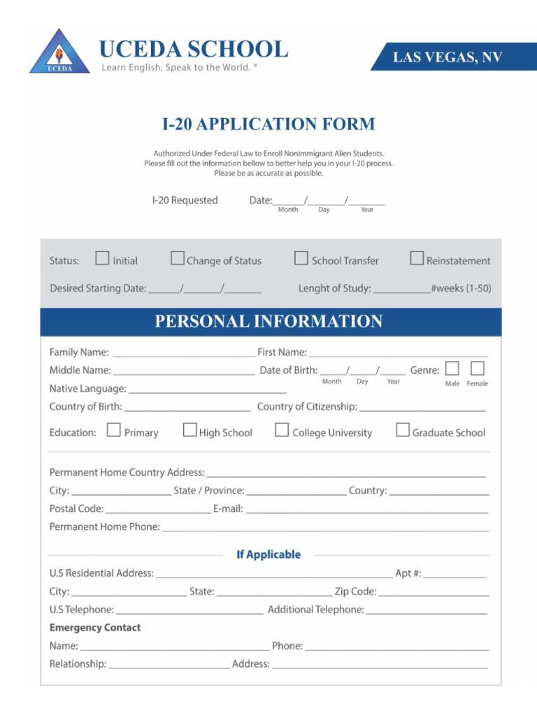 I-20 Application 2024 | PDF