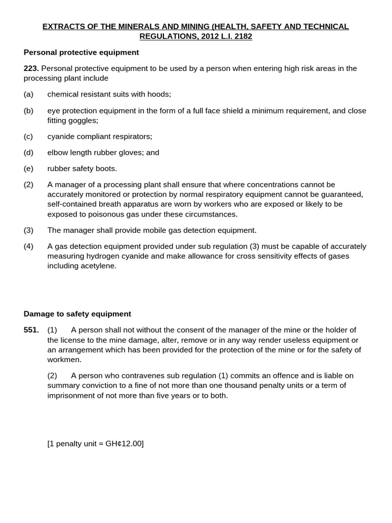 EXTRACTS OF REG. - PPEs (ALL WORK AREAS) | PDF