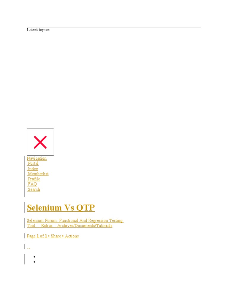 Selenium Vs Qtp Latest Topics Pdf Selenium Software Web Browser