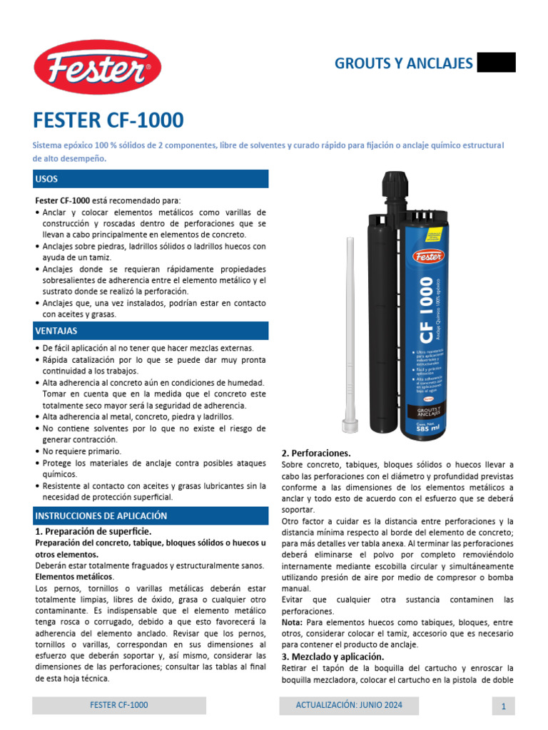 Fester CF 000 | PDF | Tornillo | Hormigón