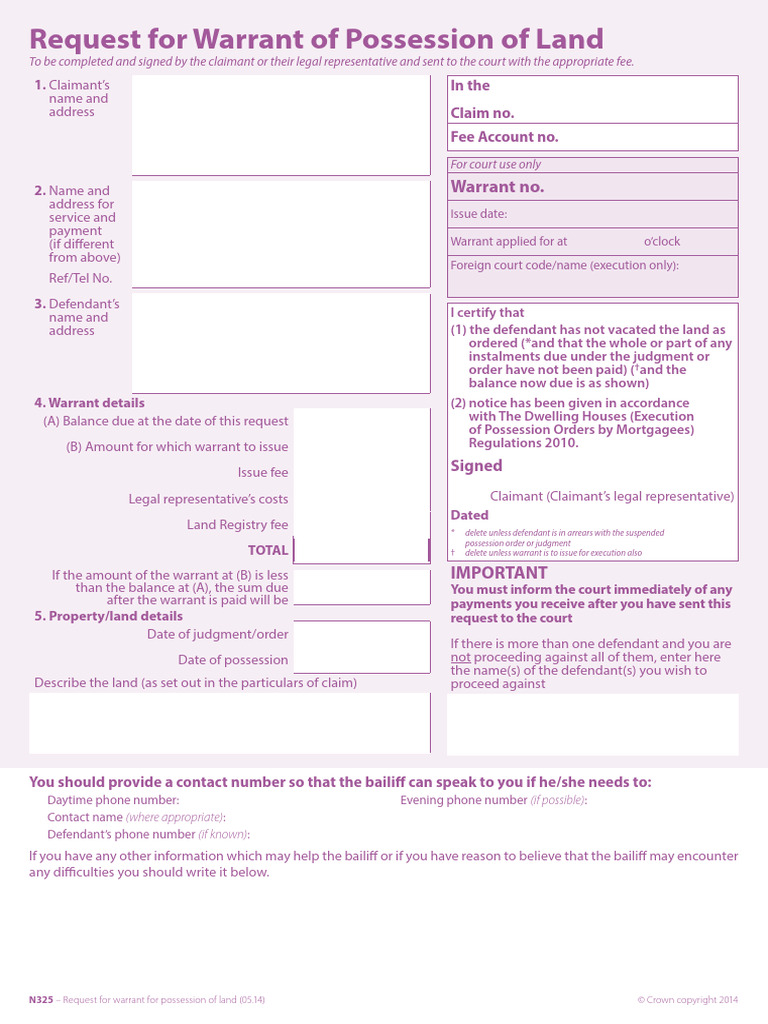 Land Possession Warrant Request | PDF | Public Law | Justice
