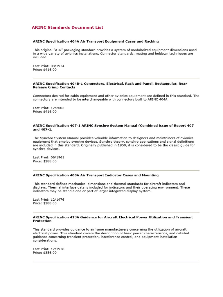 ARINC 455 Standards - Document - List | PDF | Avionics | Specification ...