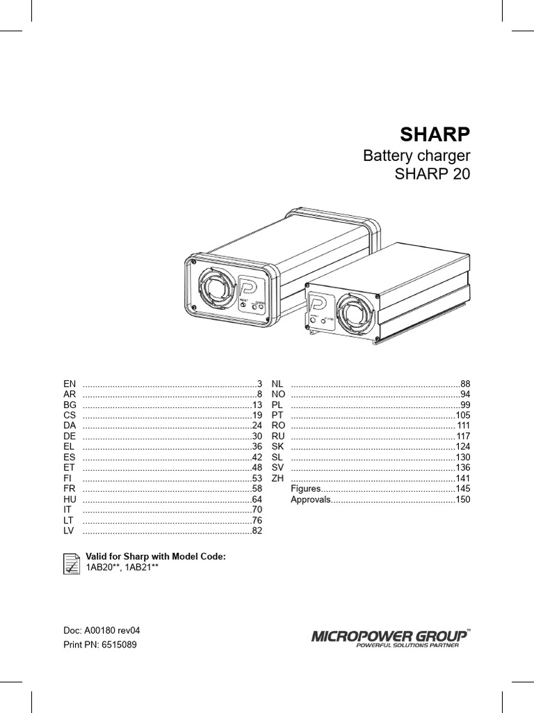 A00180_rev04 Sharp 20 | PDF | Battery Charger | Electrical Connector