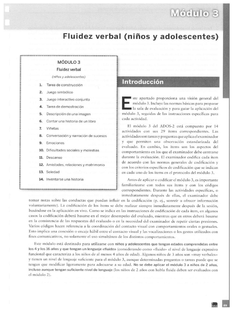Manual ADOS-2 - Módulo 3 | PDF