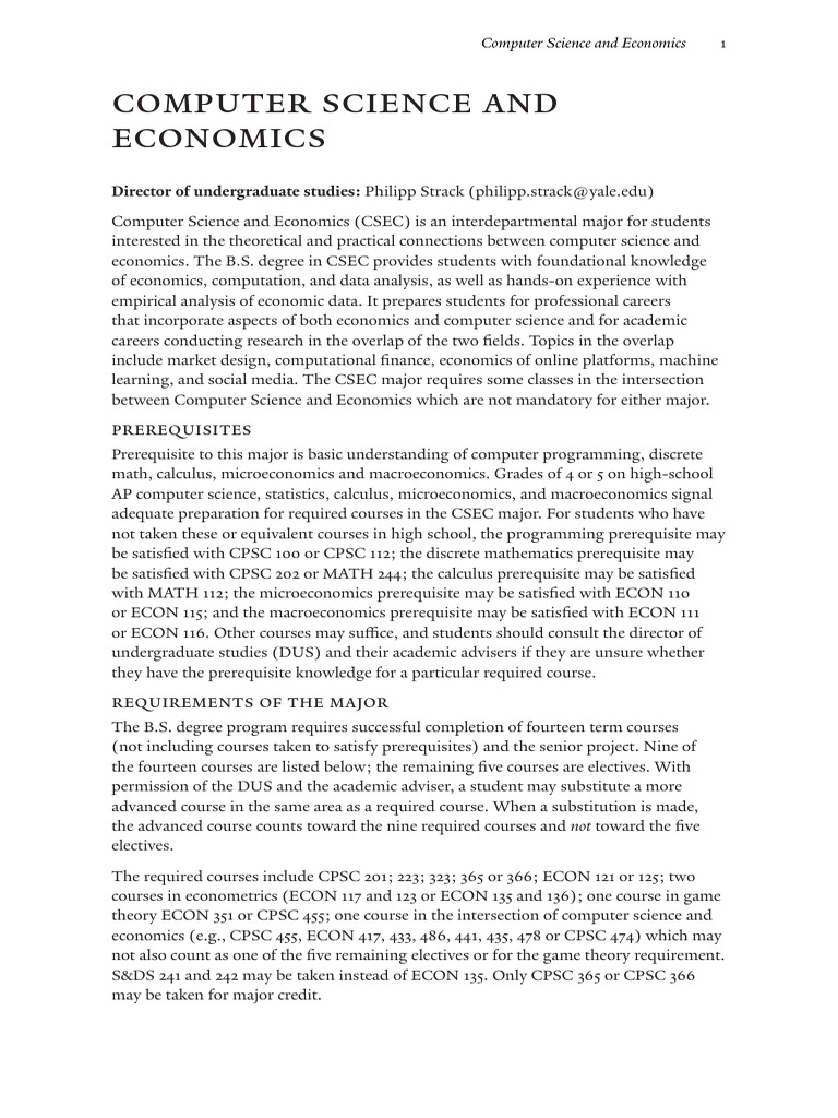 Computer Science and Economics: Prerequisites | PDF | Economics ...