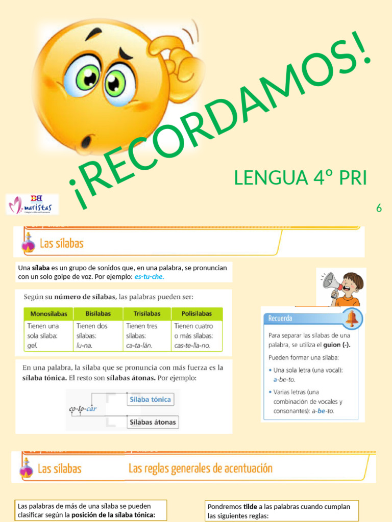 02 Lengua- Recordamos Sílaba-Acentuación | PDF