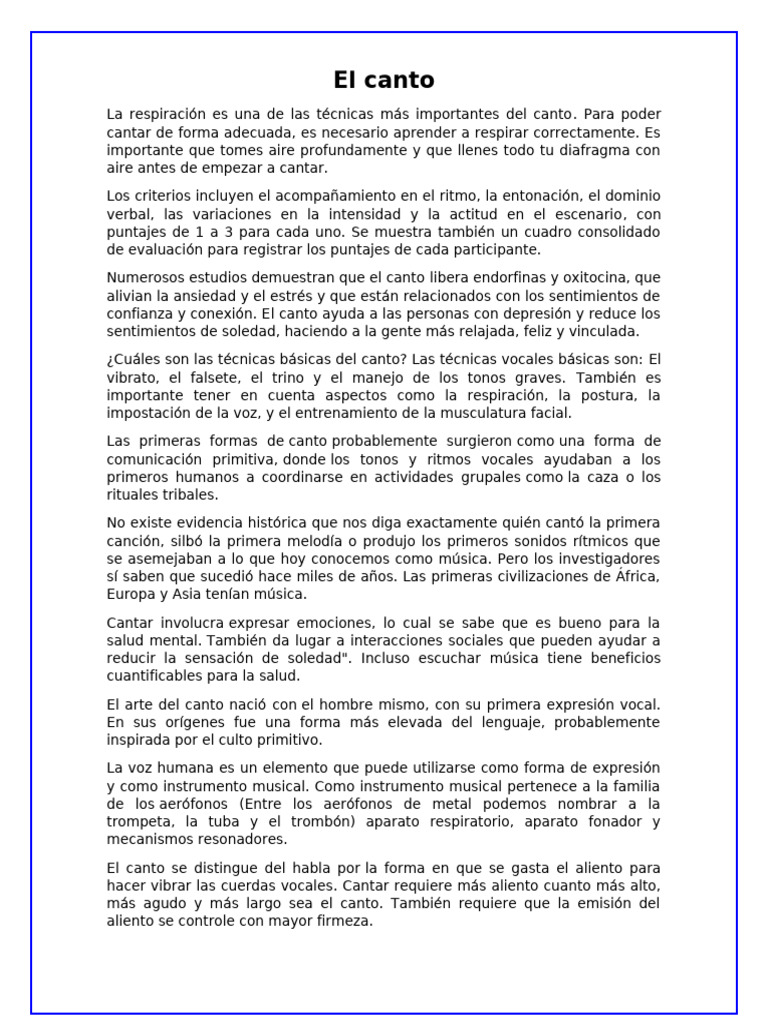 Técnicas y Beneficios del Canto | PDF | Canto | Musicología
