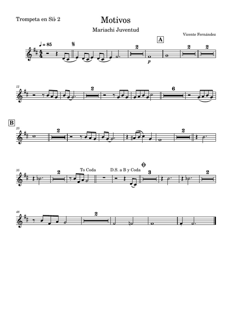 Vicente Fernández Trumpet Sheet Music | PDF