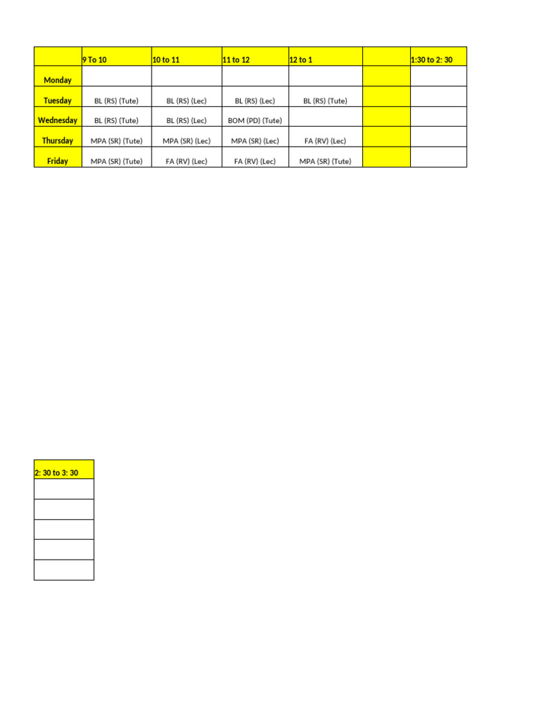 Sem 1 Classes Updated | PDF