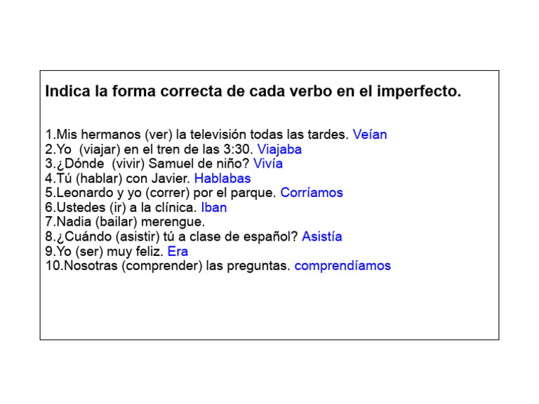 Copy of Los Usos Del Imperfecto - WATERLOAD | PDF