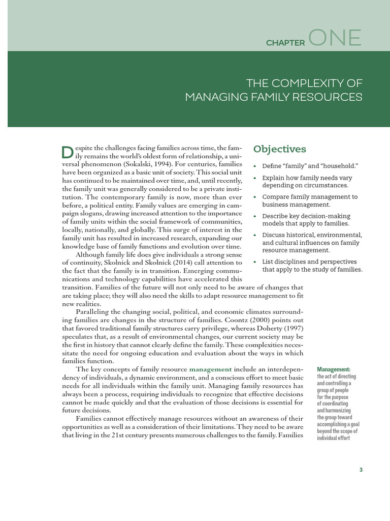 Family Resource Management - (CHAPTER 1 - THE COMPLEXITY OF MANAGING ...
