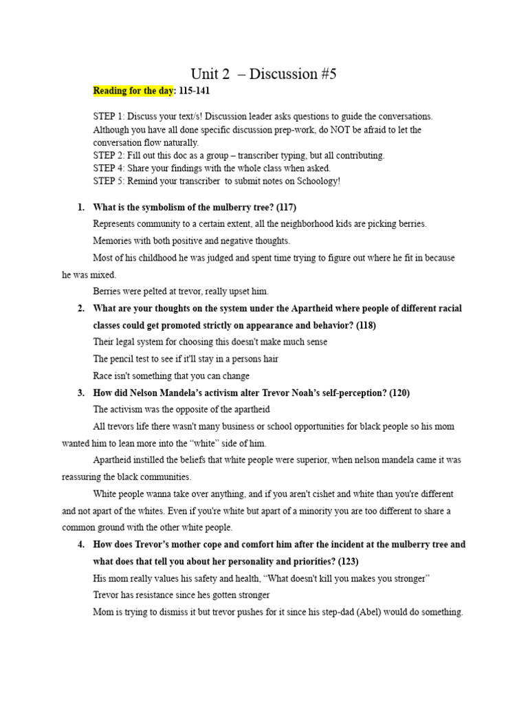 Discussion 5 questions | PDF | Anger | Apartheid