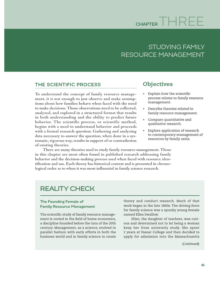 Family Resource Management - (CHAPTER 3 - STUDYING FAMILY RESOURCE ...