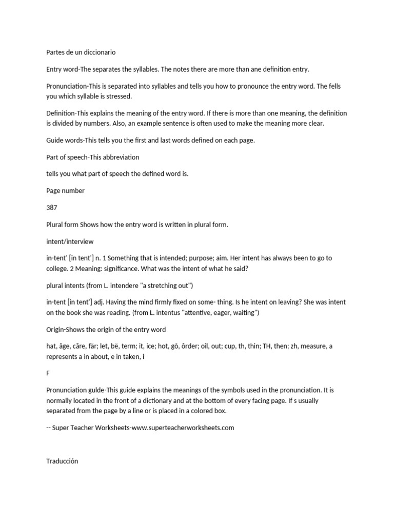 Partes de Un Diccionario | PDF | Palabra | Lingüística