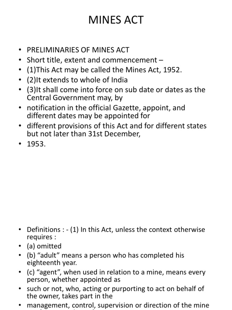 Mines Act | PDF