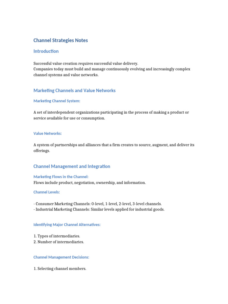 Channel Strategies Notes | PDF