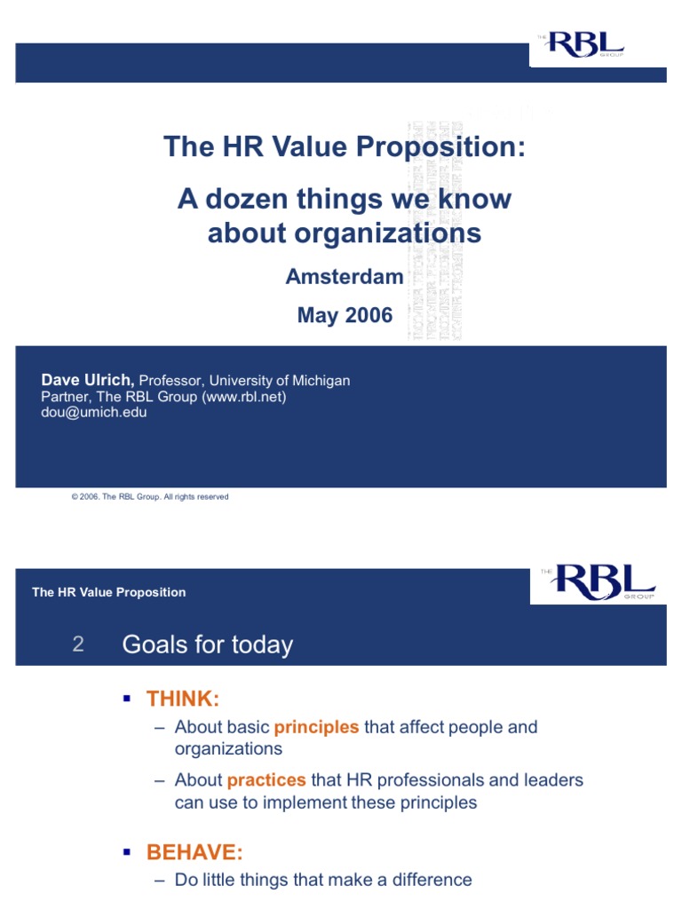 HR Value Proposition Ulrich | PDF | Competence (Human Resources ...