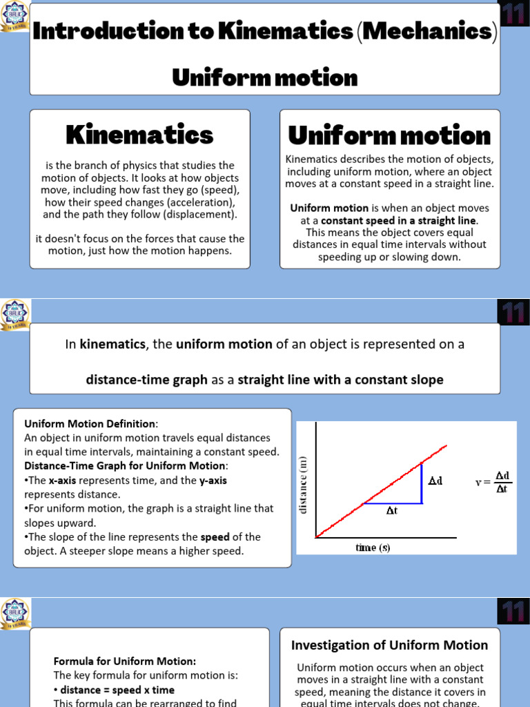 Understanding Uniform Motion in Kinematics | PDF | Speed | Kinematics