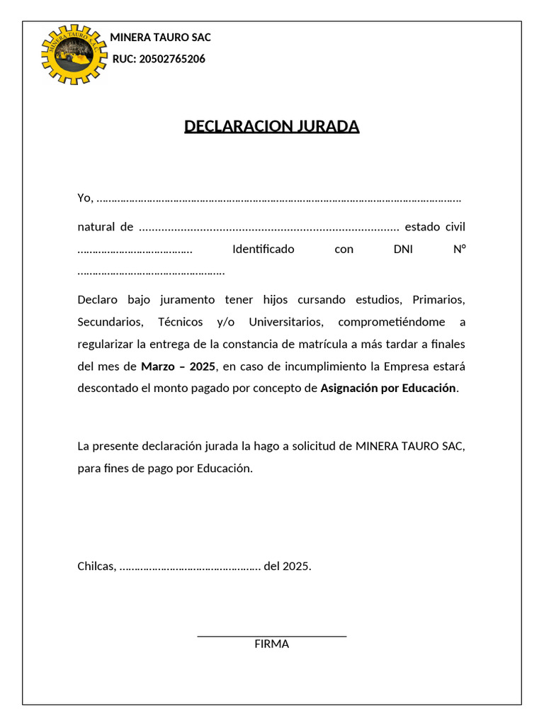 Declaracion Jurada - Escolaridad | PDF