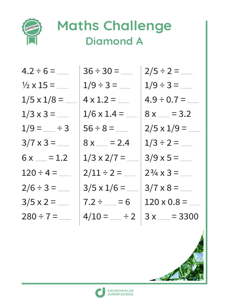 Maths Challenge: Division and Multiplication | PDF