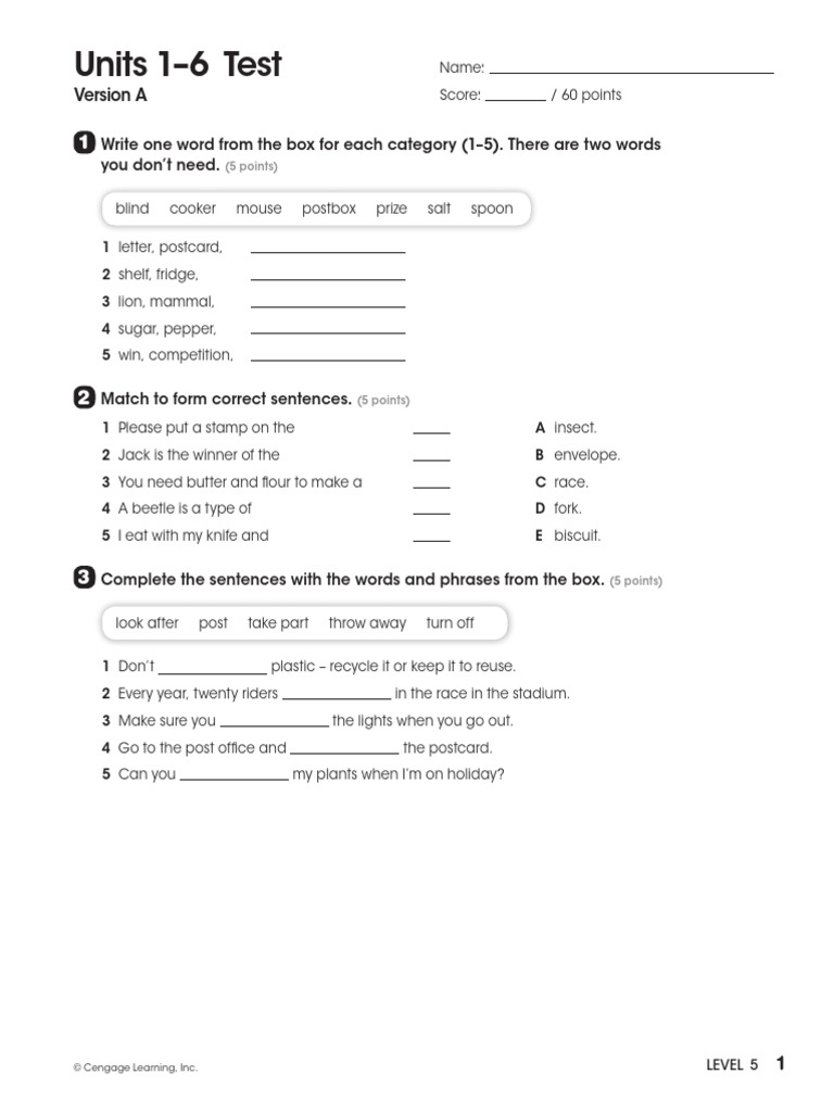 look 5 units 1-6 test | PDF