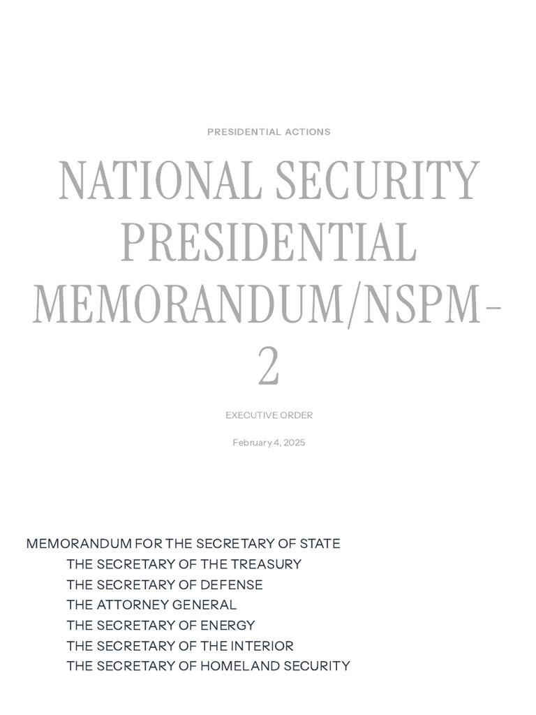 National Security Presidential Memorandum NSPM 2 - The White House | PDF | Iran | Government