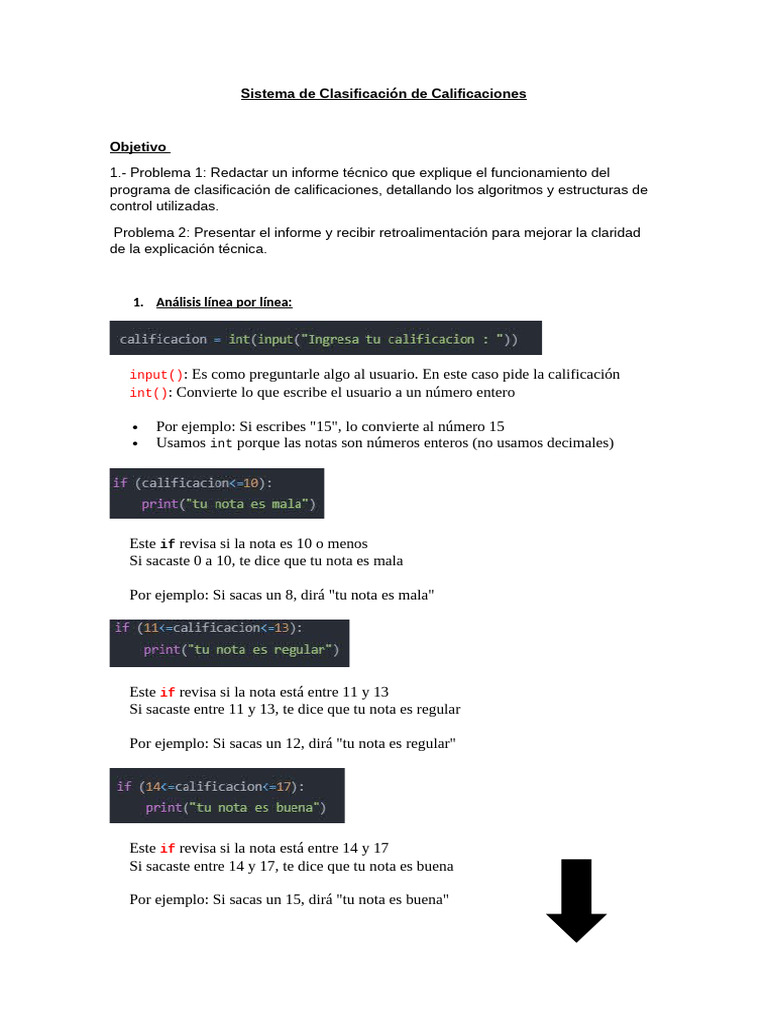 Clasificación de Calificaciones en Python | PDF