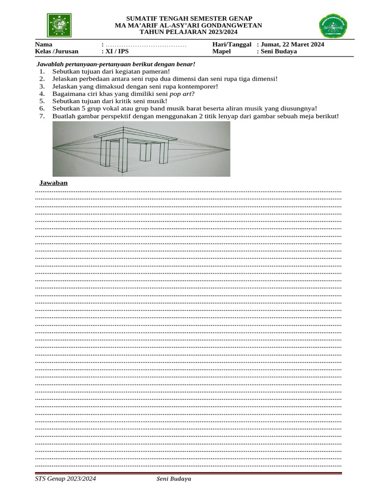 Soal PTS Seni Budaya XI | PDF