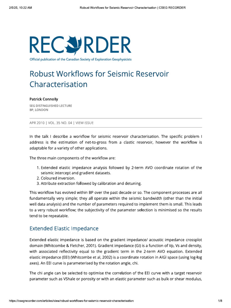 Workflowsfor Reservoir Characterization | PDF