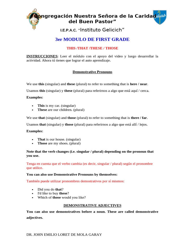 3er Modulo de Aprendizaje First Grade | PDF | Plural | Tipología ...