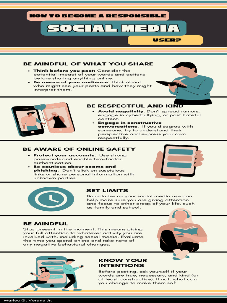 Proactive Social Media Practices Education Infographic in Green Pink ...