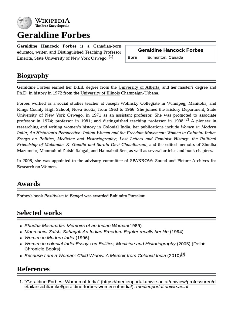 Geraldine_Forbes | PDF | Woman