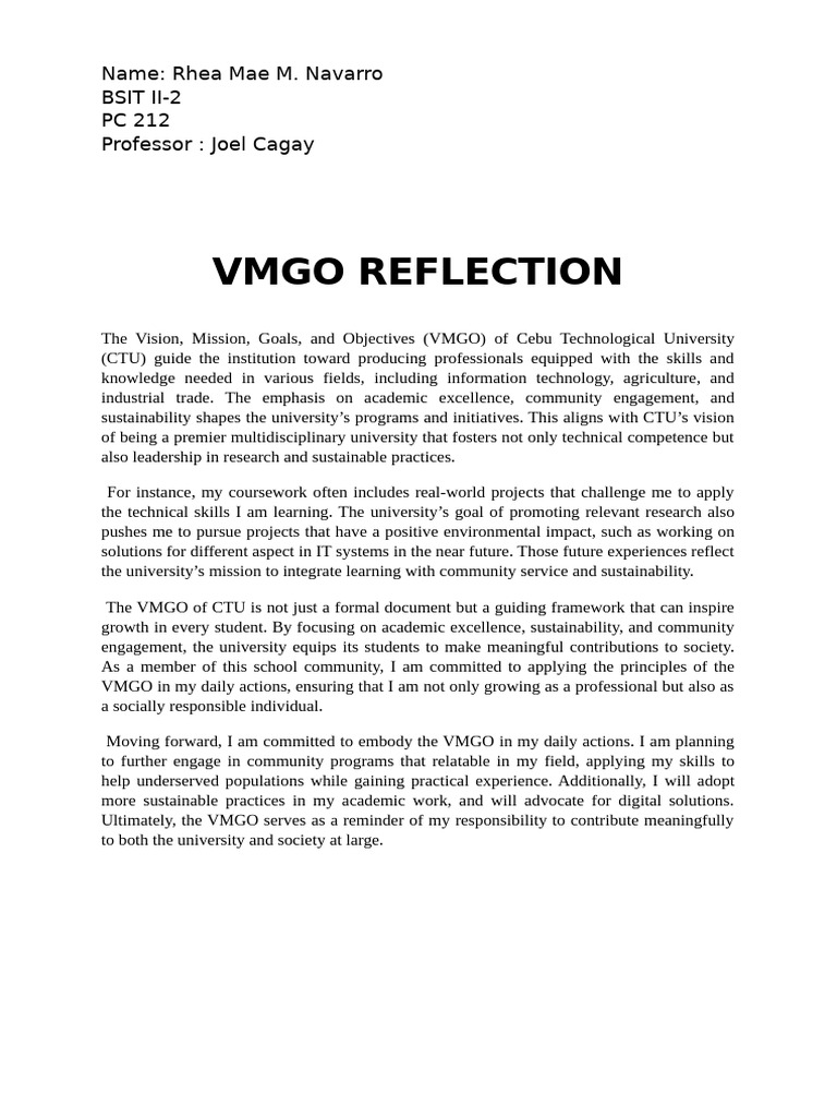 Vmgo Reflectio1 | PDF